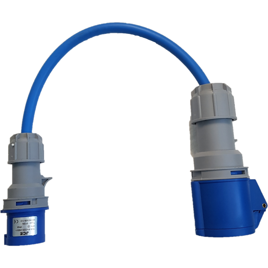 16A Plug to 32A Socket Adaptor 2.5mm Blue Arctic Cable